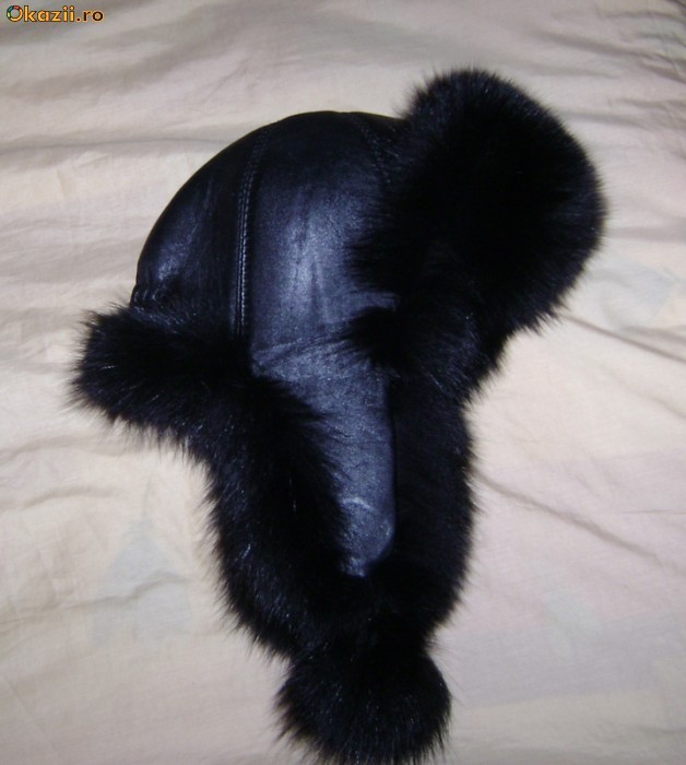 Caciula ruseasca din piele cu blana de iepure | arhiva Okazii.ro