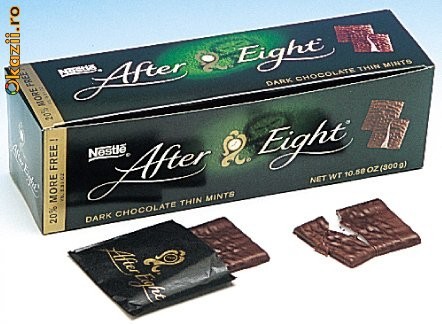Cutie Ciocolata Nestle After Eight cu menta 200g in 21 pliculete ...