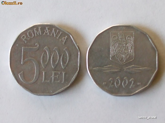 MONEDA / MONEZI ROMANIA 5000 LEI 2002 | arhiva Okazii.ro