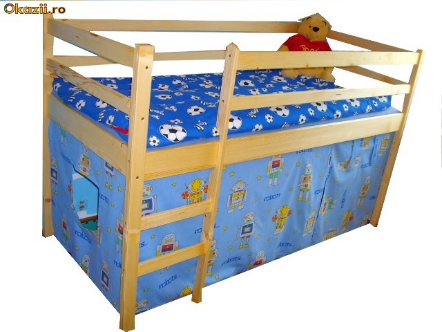Pat pentru copii supraetajat, pat inalt, pat cu etaj, pat din lemn ...