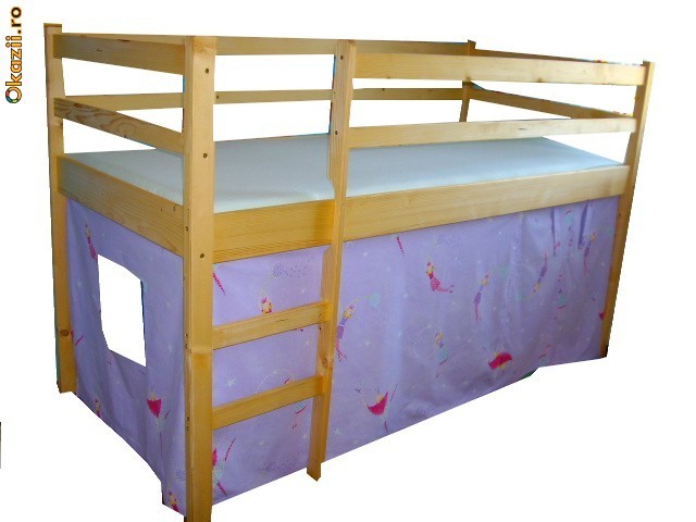 Pat pentru copii supraetajat, pat inalt, pat cu etaj, pat din lemn ...
