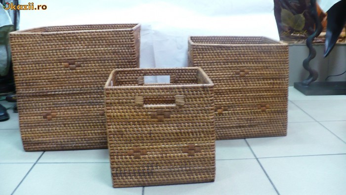 Set 3 cosuri impletitura ratan | arhiva Okazii.ro