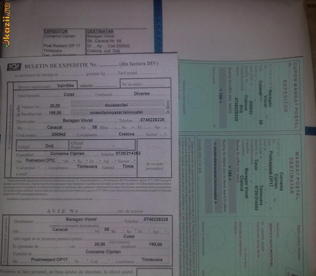 Aplicatie completat formulare posta Buletin expeditie + Mandat Postal ...
