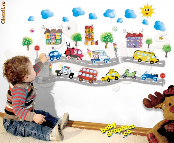 Masini set autocolante - stickere pentru copii (wall stickers) masina ...
