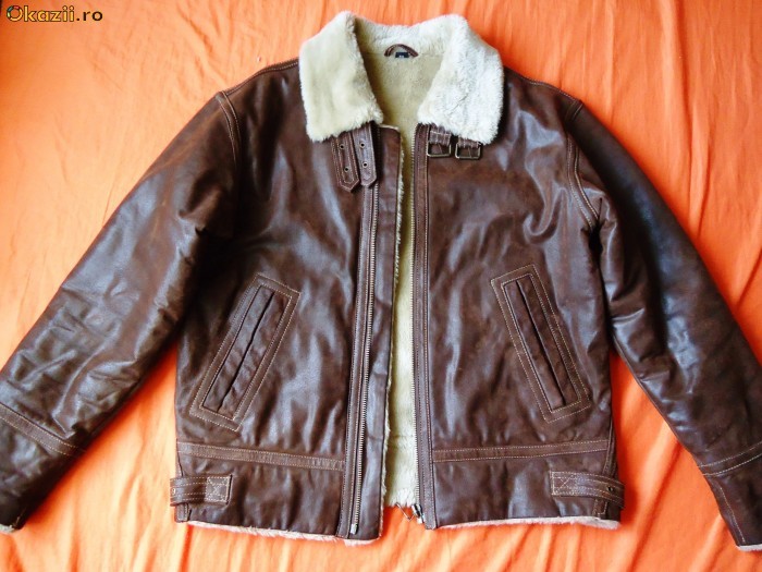 Geaca piele naturala imblanita editie limitata AVIATOR by Le Frog ...