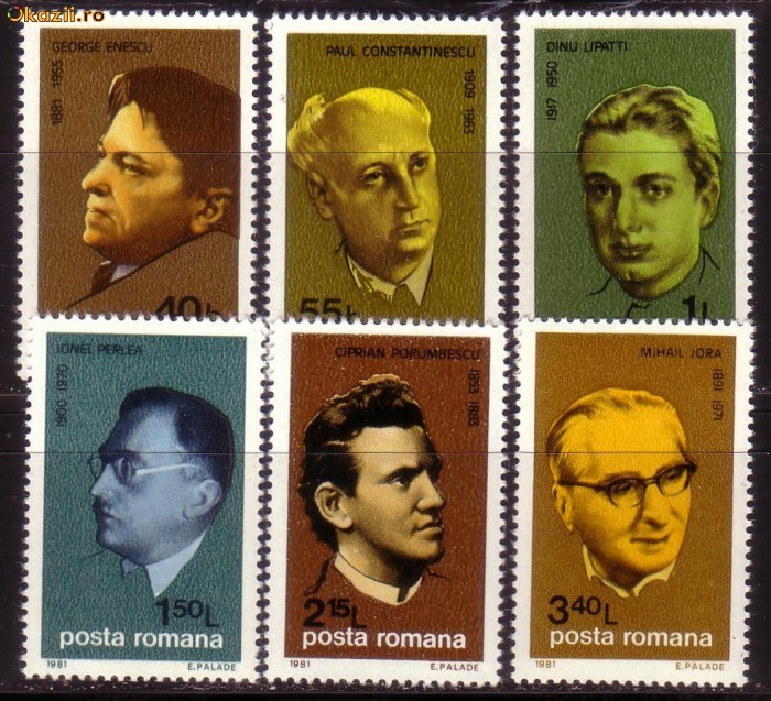 Romania L1042 Compozitori se muzicieni romani 1981 | arhiva Okazii.ro
