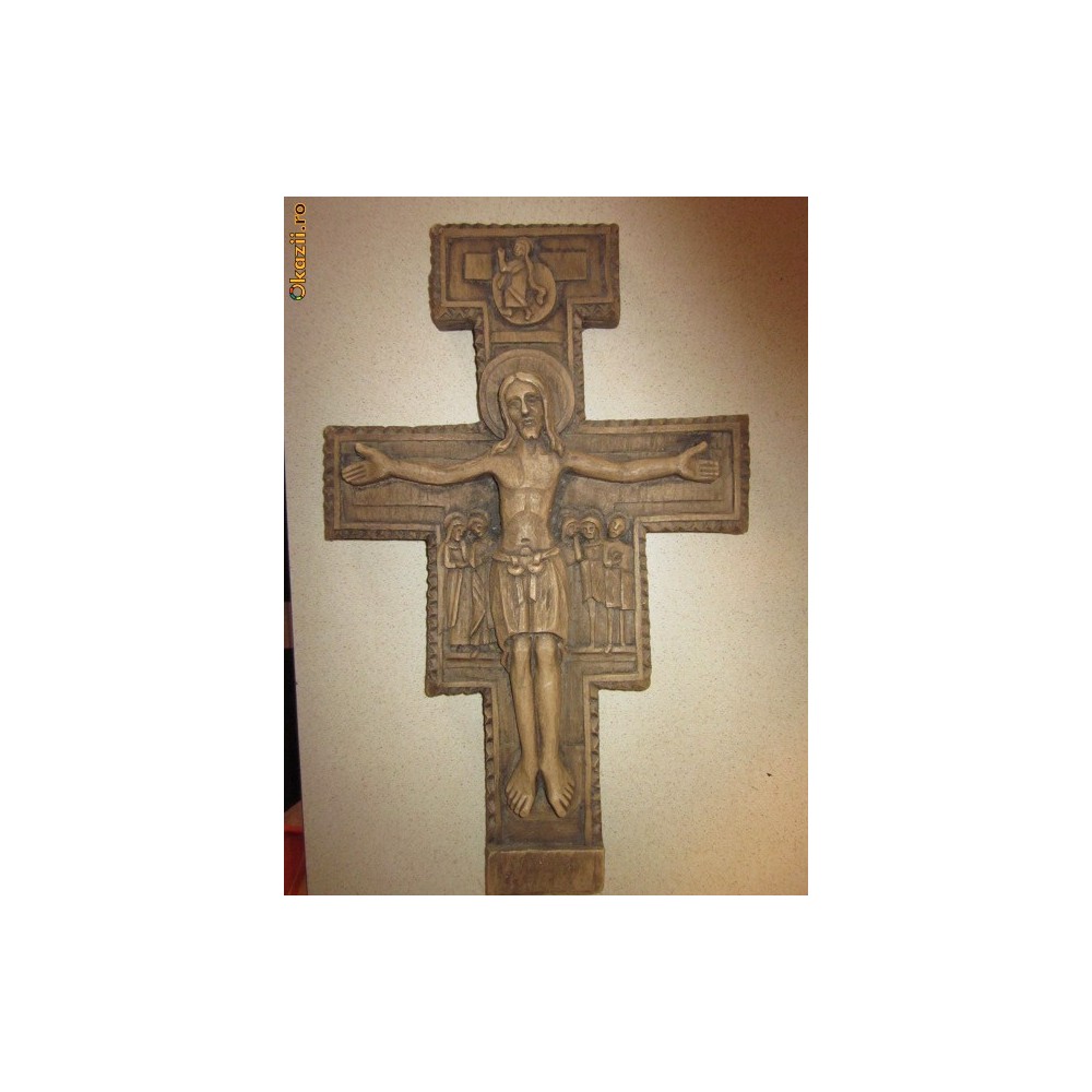 Sculptura veche in lemn Isus rastignit pe cruce | arhiva Okazii.ro