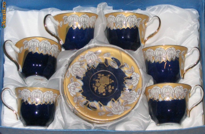 Set cesti cafea / ceai; Serviciu complet pentru 6 persoane din portelan ...