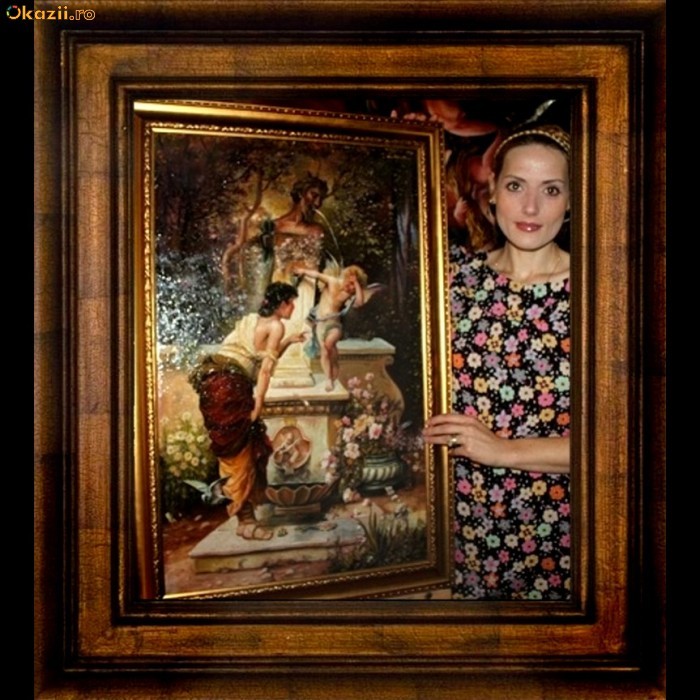 Fantana arteziana si ingerul pazitor Tablouri pictate ulei pe panza ...