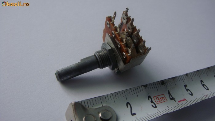 Potentiometru stereo cu priza mediana pt functie Loudness, ALPS Japan ...