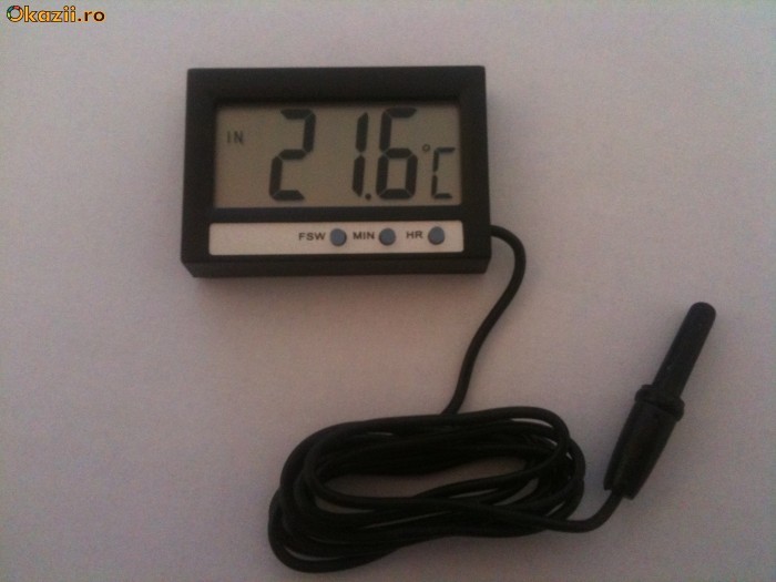 Termometru auto frigider sonda - temperatura interior / exterior + ceas ...
