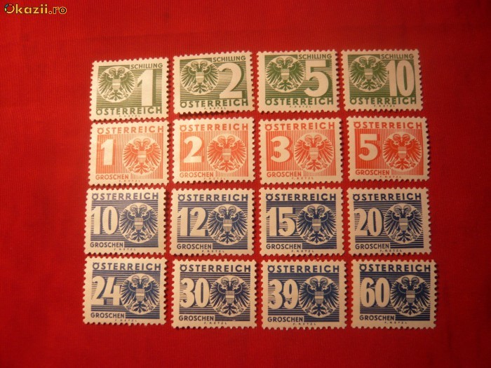 Serie-Porto-Cifra si Stema 1935 Austria 16 val.cu sarniera | Okazii.ro