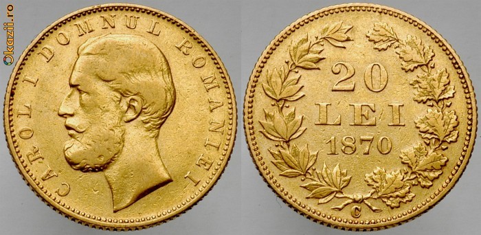 Romania 20 Lei 1870 moneda AUR - Raritate! 5000 exemplare | arhiva ...