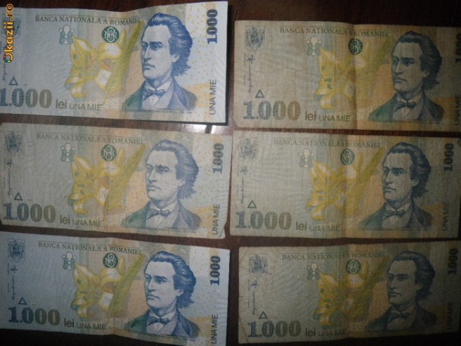 7 bancnote 1000 lei Eminescu 1998 | arhiva Okazii.ro