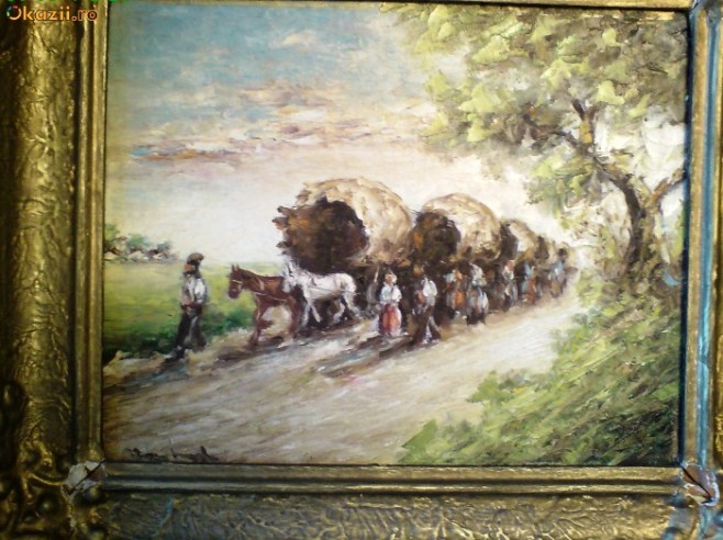 Carute cu satra de tigani, tablou ,ulei pe panza ,semnat | arhiva Okazii.ro