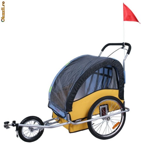 Remorca pt bicicleta copii scaun copil carucior carut 2in1 gemeni ...