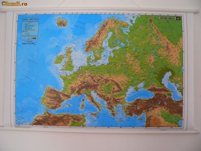 Europa-harta fizica/harta politica | arhiva Okazii.ro