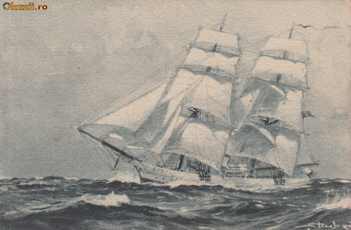 B23161 Flota Romaniei Bricul Mircea Nava scoala construita in 1882 ...