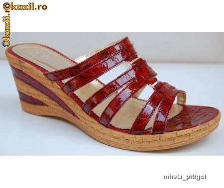 PAPUCI DAMA PIELE LACUITA ROSII CU TALPA DE PLUTA | arhiva Okazii.ro