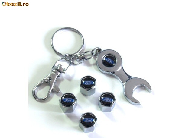 Breloc Ford si 4 capacele ventil inox expediere gratuita | Okazii.ro