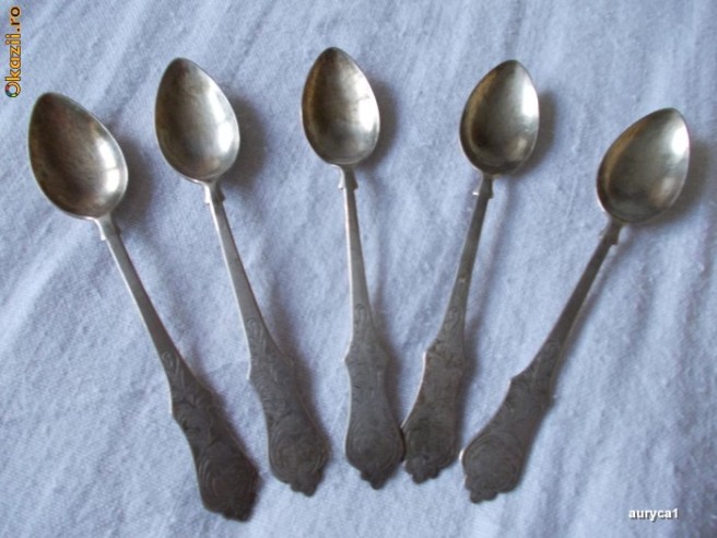 LINGURITE ARGINT MASIV - peste 100 ani vechime, cu marcaje / lingurite ...