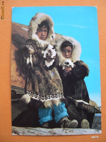 Canada - Portret de copii de eschimosi. Circulata 1981 | arhiva Okazii.ro