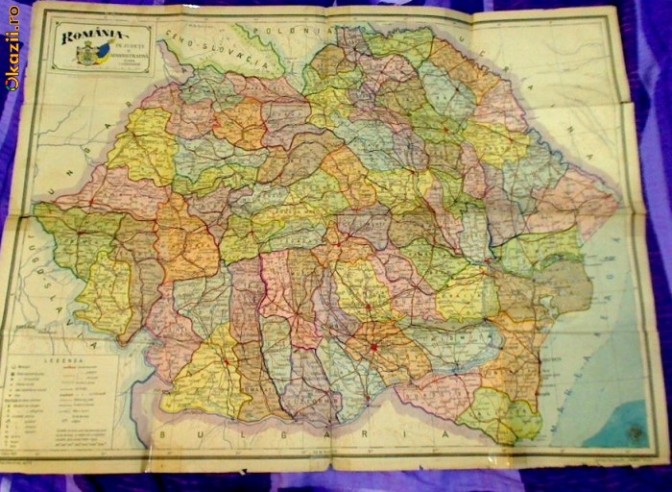 harta romaniei veche din 1937 ORIGINAL | arhiva Okazii.ro