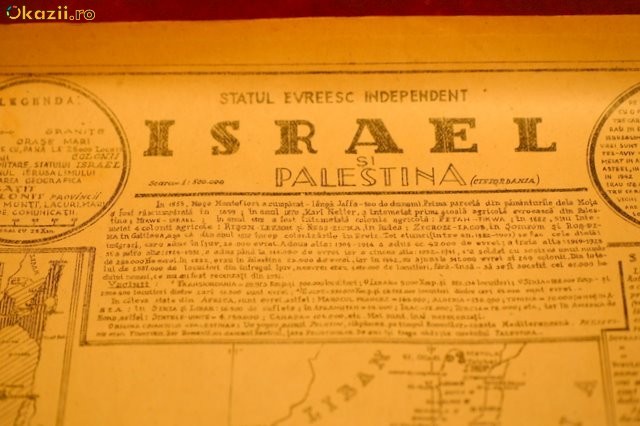 Harta 1948 ,,STATUL EVTEESC INDEPENDENT ISRAEL SI PALESTINA,,piesa de ...