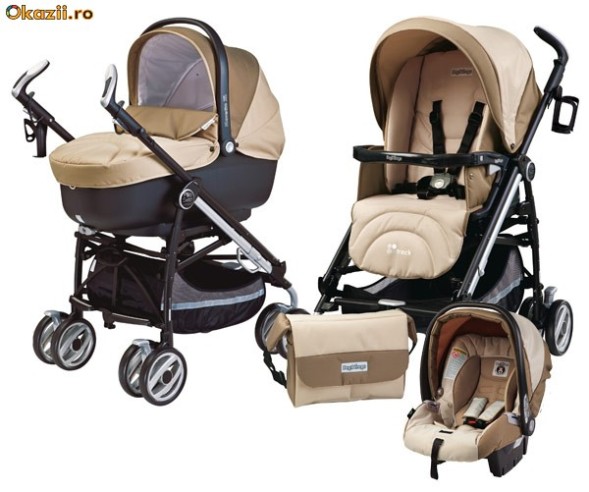 Carucior 3 in 1 Peg Perego Pliko Switch Compact on Track Caramello ...