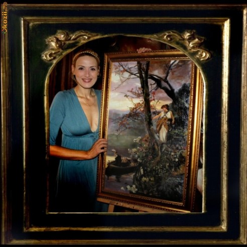 Peisaj la malul lacului Tablouri pictate ulei pe panza , picturi ...