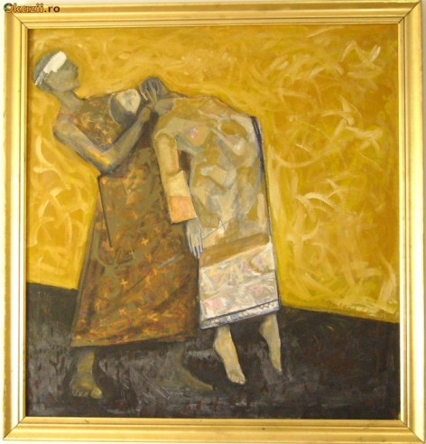 PICTURA ULEI PE PANZA,DAN PALADE,1997,DECORATIVA,DIMENSIUNE MARE,STARE ...