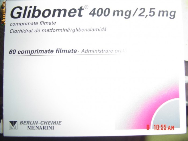 Glibomet 400 mg (clorhidrat de metformina 400mg si glibenclamida 2,5 mg ...