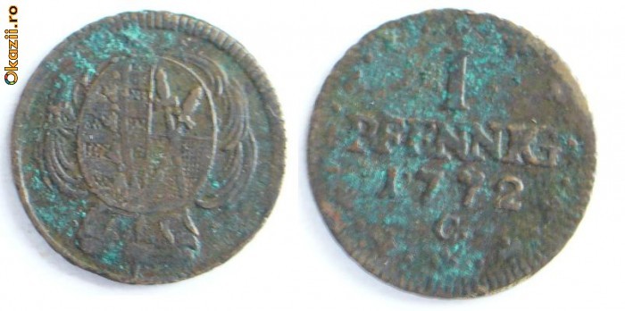 Saxonia 1 pfennig 1772 C (1) | arhiva Okazii.ro