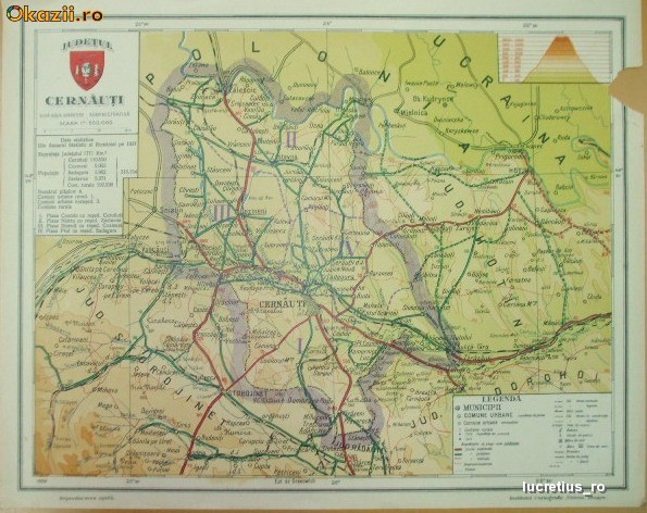 Harta Judetul Cernauti 1938 | arhiva Okazii.ro