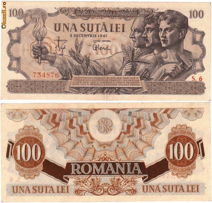 * Bancnota 100 lei 1947 decembrie | arhiva Okazii.ro
