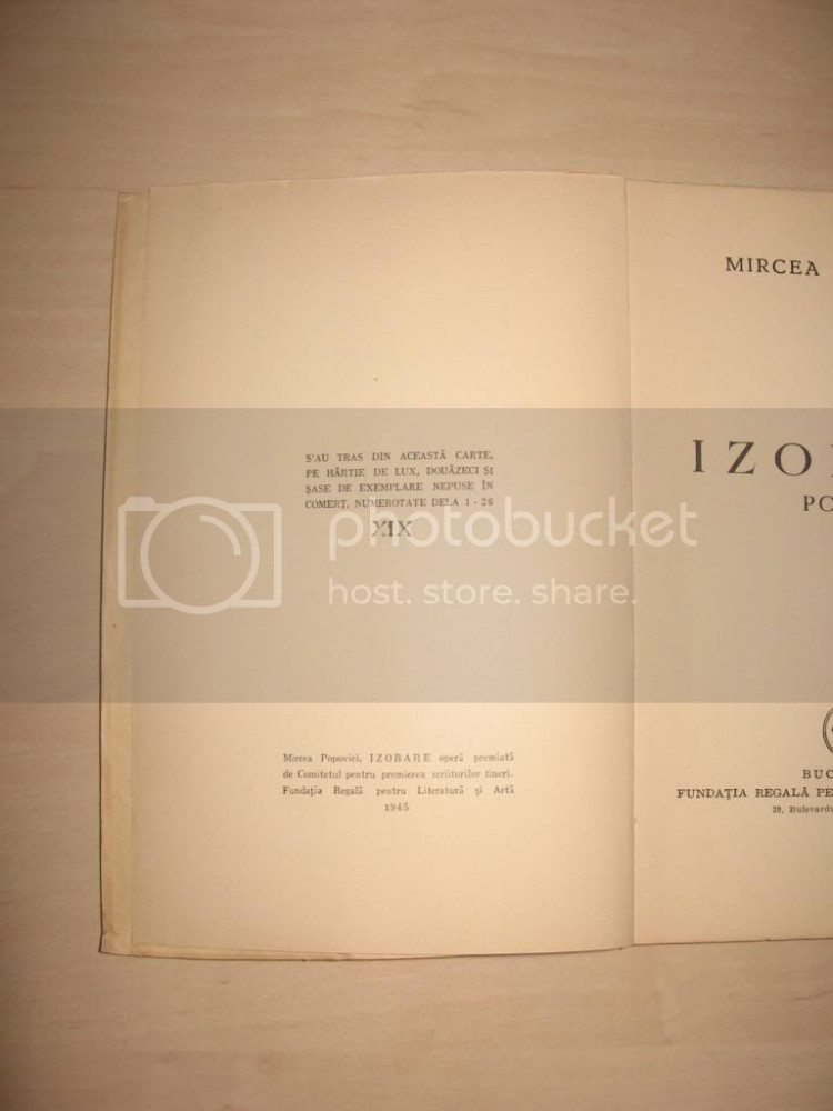 MIRCEA POPOVICI - IZOBARE-POEZII (PRIMA EDITIE ) 1946 - EXEMPLARUL NR ...
