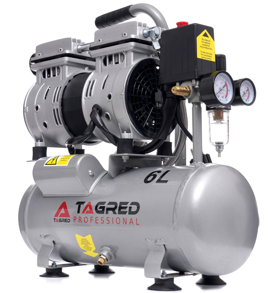 Compresor de aer profesional fara ulei 6L 8bari 550W 150 l/min 60dB ...