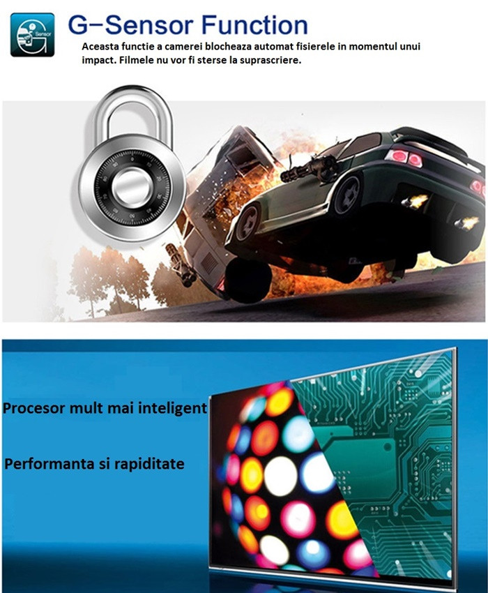 Camera Auto iUni Dash 810 Oglinda, Dual Cam, Full HD, Night Vision ...