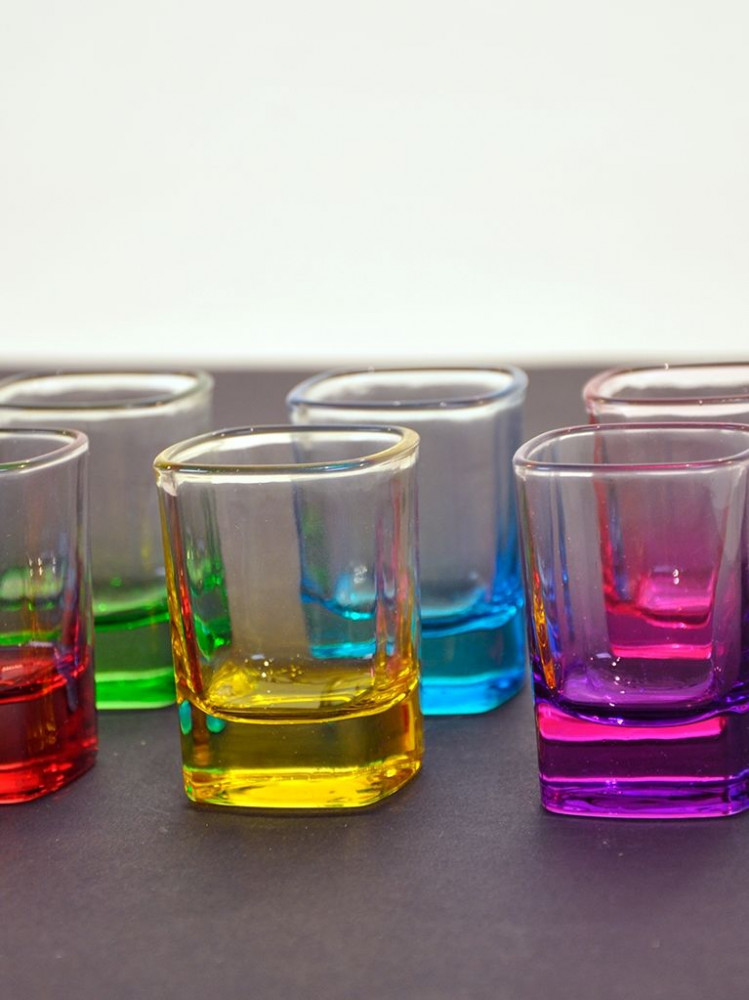 Set 6 pahare colorate din sticla pentru shoturi, 55 ml | arhiva Okazii.ro