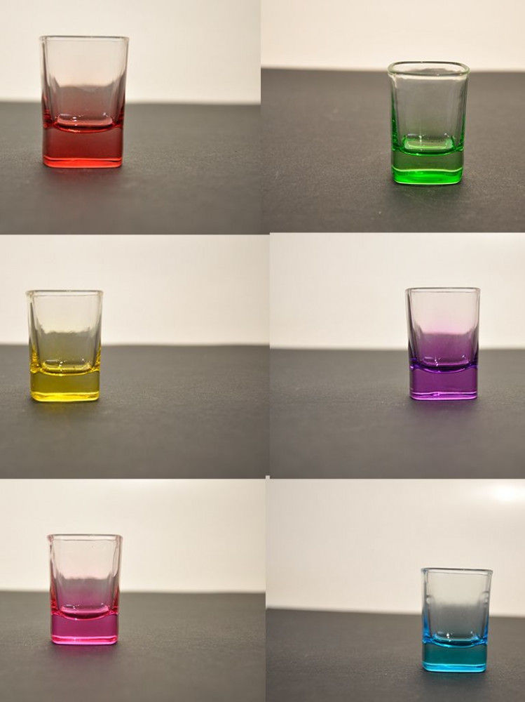 Set 6 pahare colorate din sticla pentru shoturi, 55 ml | arhiva Okazii.ro