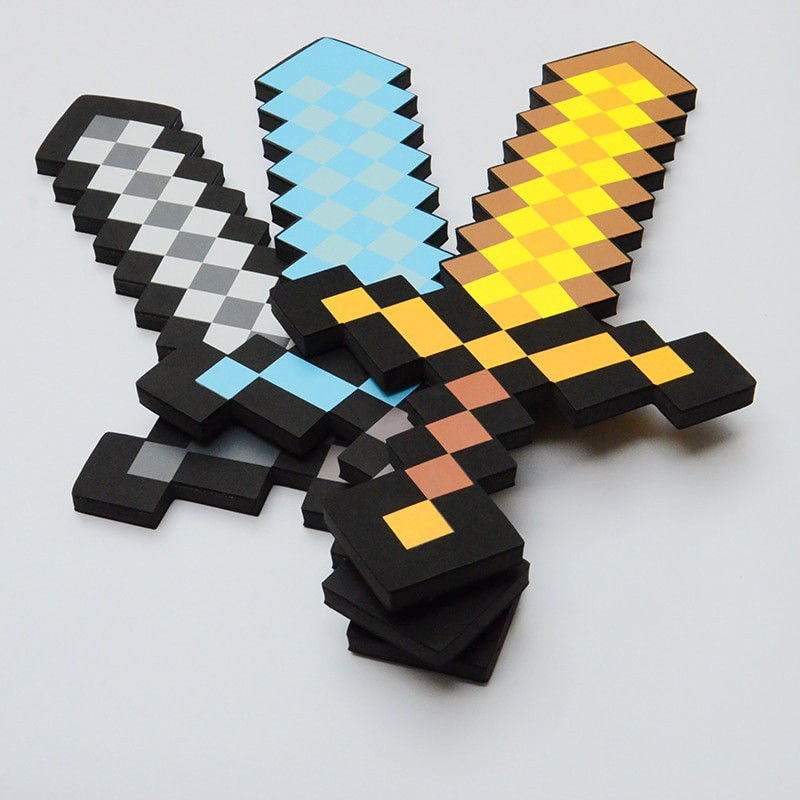 Sabie Spuma Minecraft - Gold Sword Sabie, Arma jucarie lungime 60 cm ...