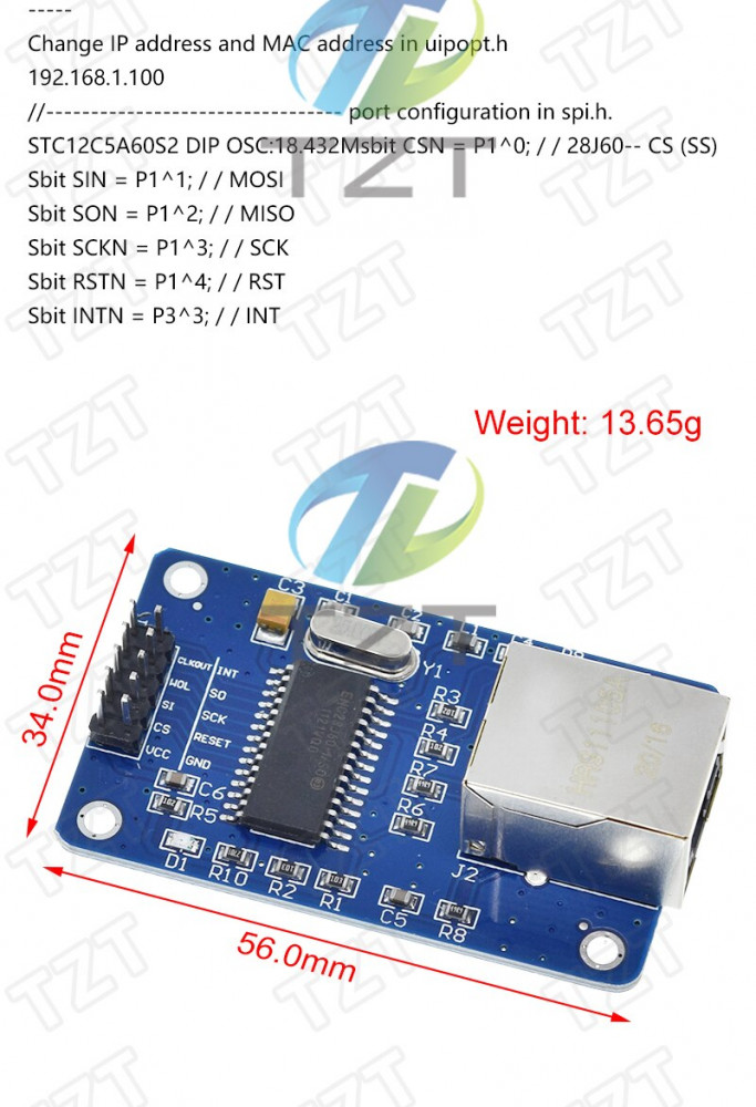 Shield retea ENC28J60 Ethernet netwoek rj45 arduino avr stm pic | Okazii.ro