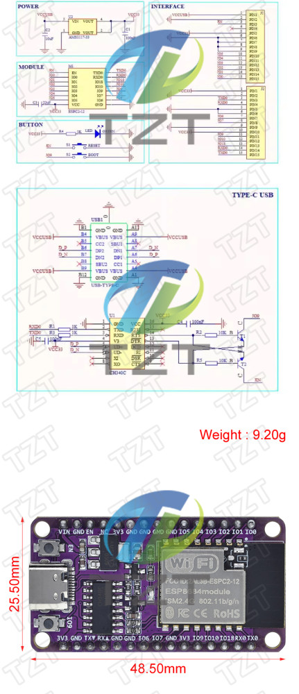 Modul ESP32-C2 DevKit cu serial CH340, WiFi + Bluetooth dual core ...