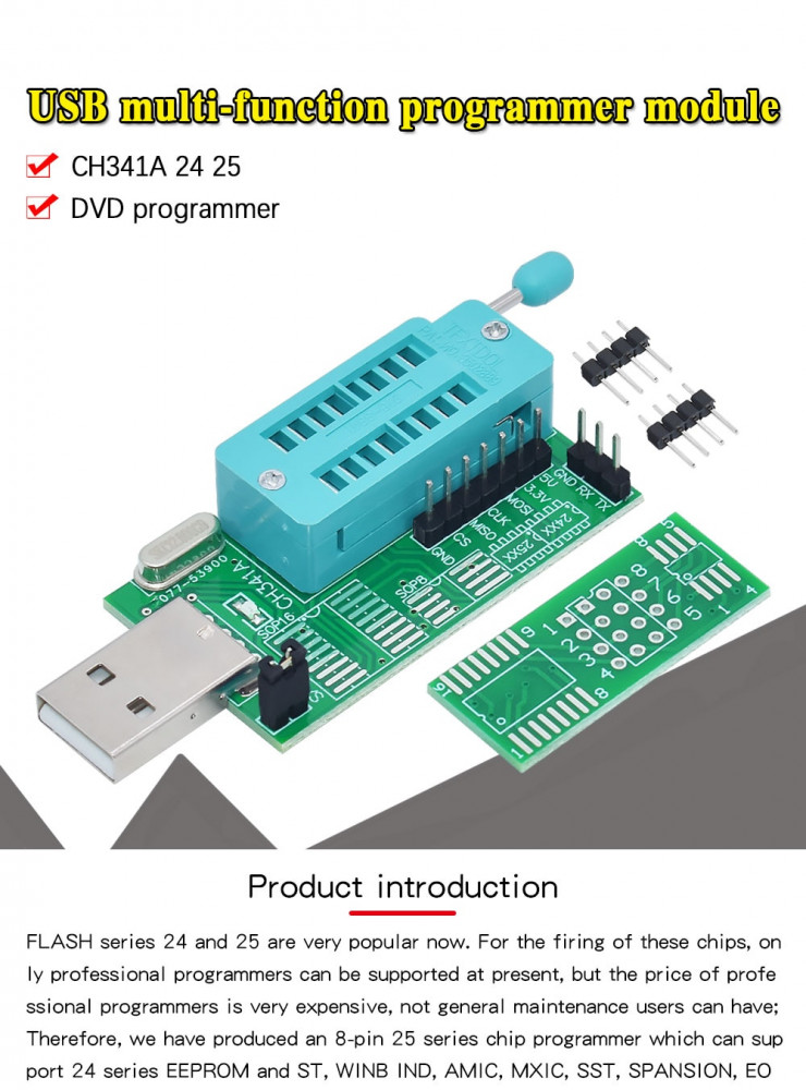 Programator memorii eeprom CH341A / flash bios 24/25 (p.7990C) | arhiva Okazii.ro