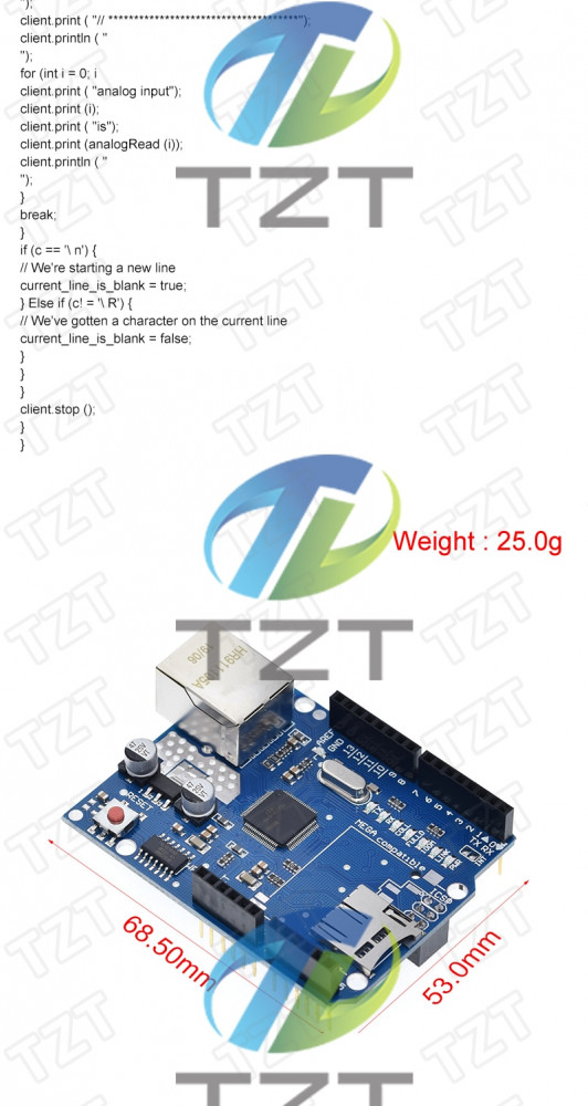 Shield placa retea W5100 Ethernet network arduino uno mega due rj45 ...