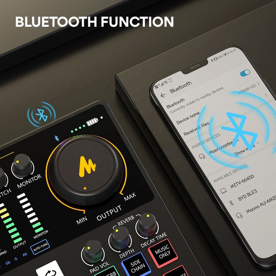 Set profesional Maono AME2A Sound card all in one, mixer, microfon XLR ...