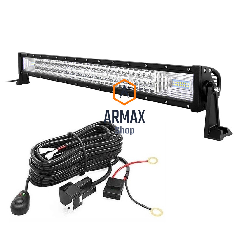 Proiector Led Bar Drept Armax 86cm 405w + Kit Cablaj Releu Si Buton ...