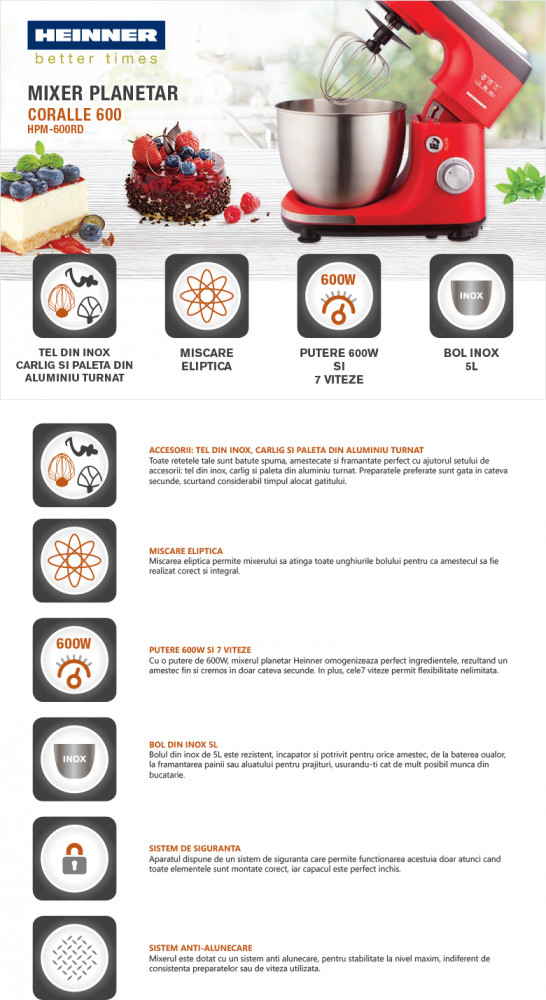 MIXER PLANETAR HEINNER HPM-600RD | arhiva Okazii.ro