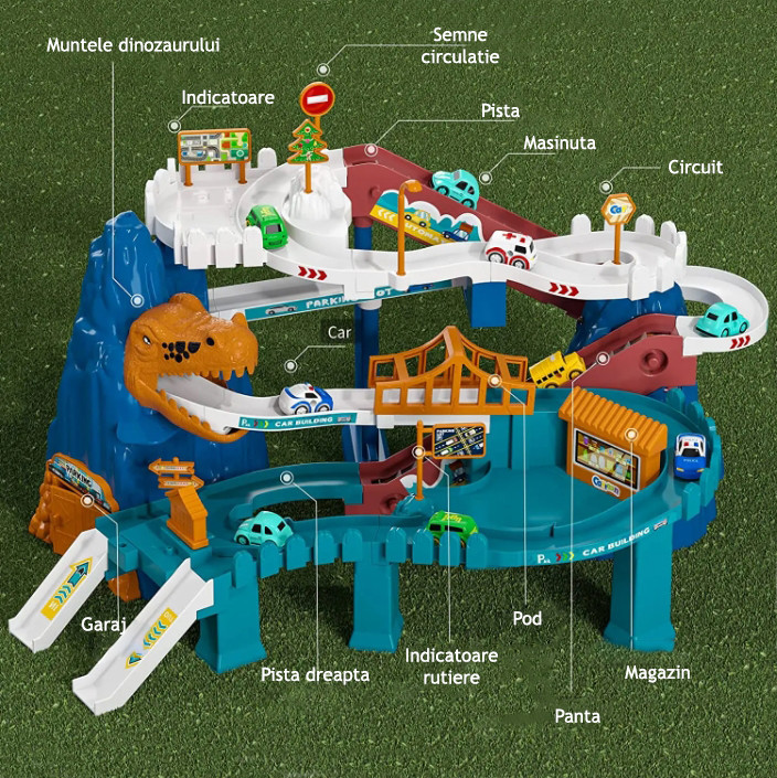 Jucarie set pista de curse, masini incluse, Parc Aventura din lumea ...
