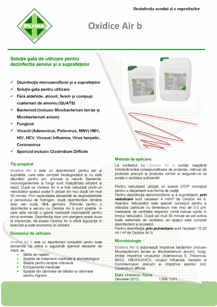 Dezinfectant Oxidice Air B Pliwa aer si microflora 1 Litru | arhiva ...